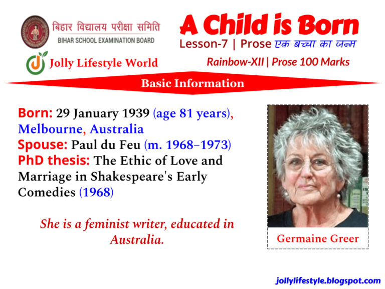 A Child is Born Summary by Germaine Greer(BSEB) » Jolly Lifestyle World