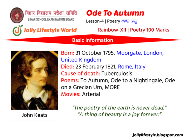 Ode To Autumn Summary by John Keats » Jolly Lifestyle World